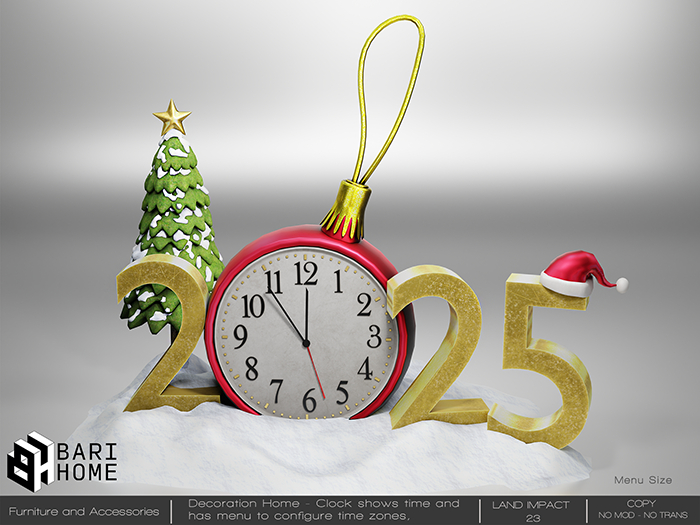 Second Life Marketplace - [BARI HOME] Happy New Year with Clock Real